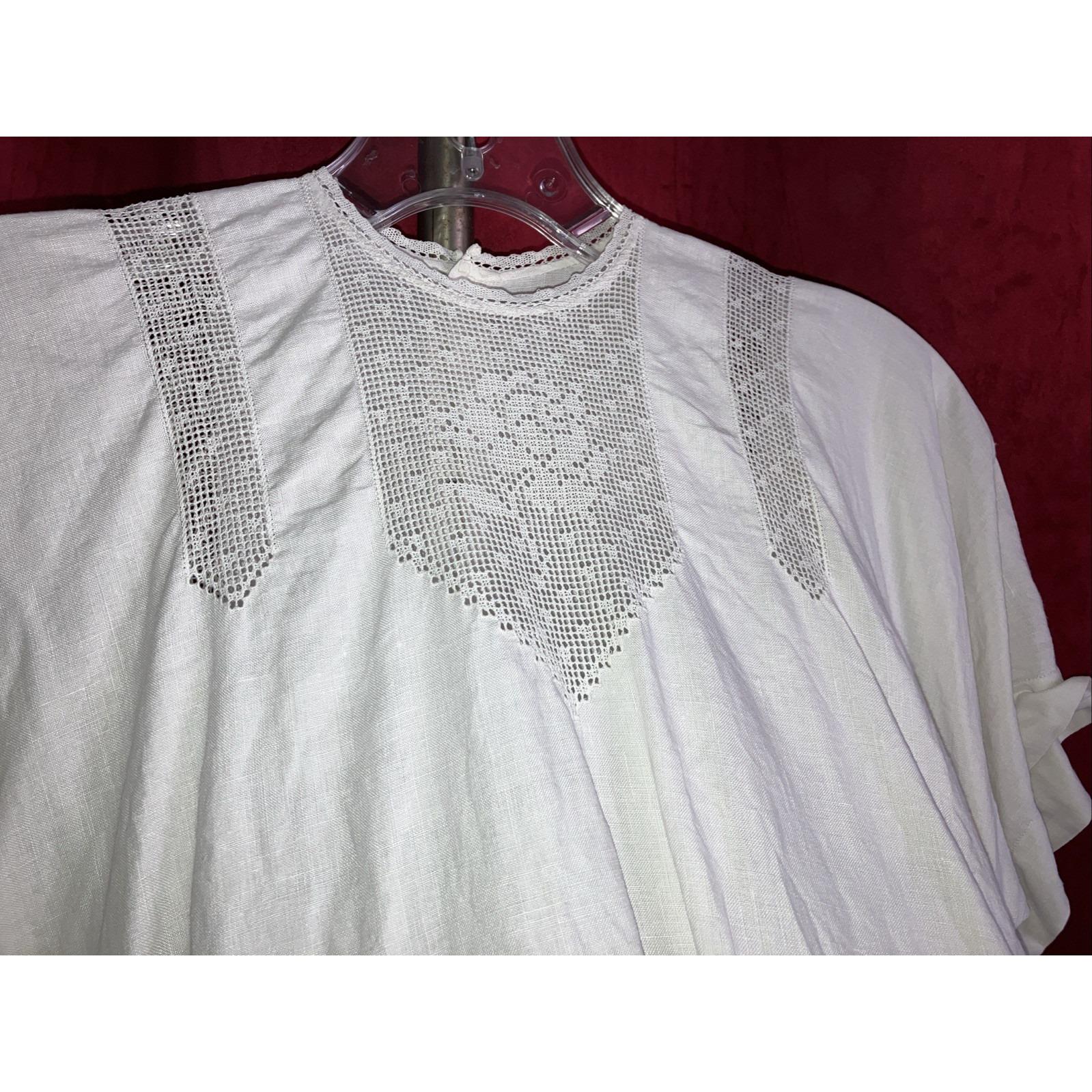 Antique 1910 Edwardian 1920s Linen House Dress Lace Insert Fillet ...