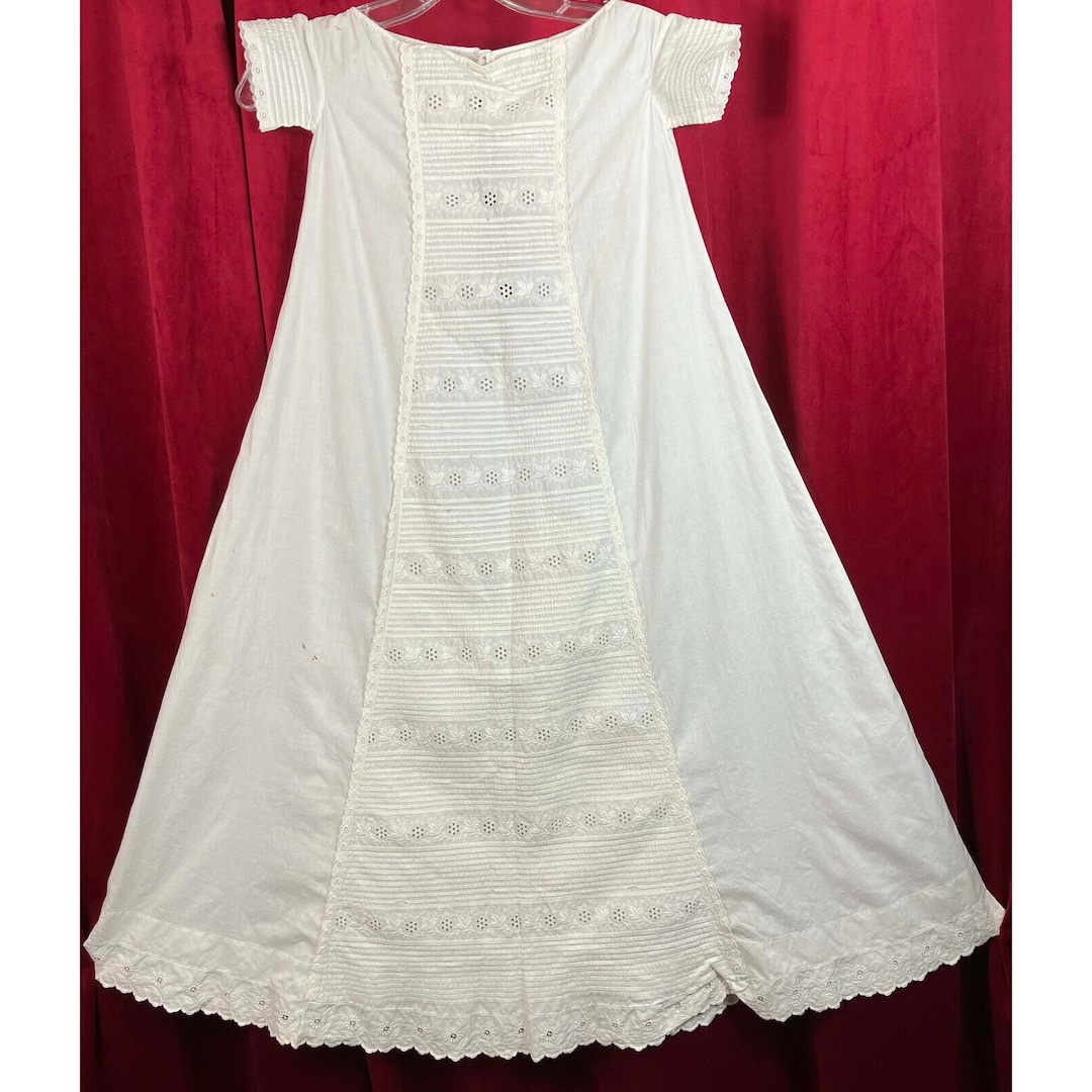 C 1840s 1850s Child Boy Girl Chemise Dress Eyelet Whitework Embroidery ...