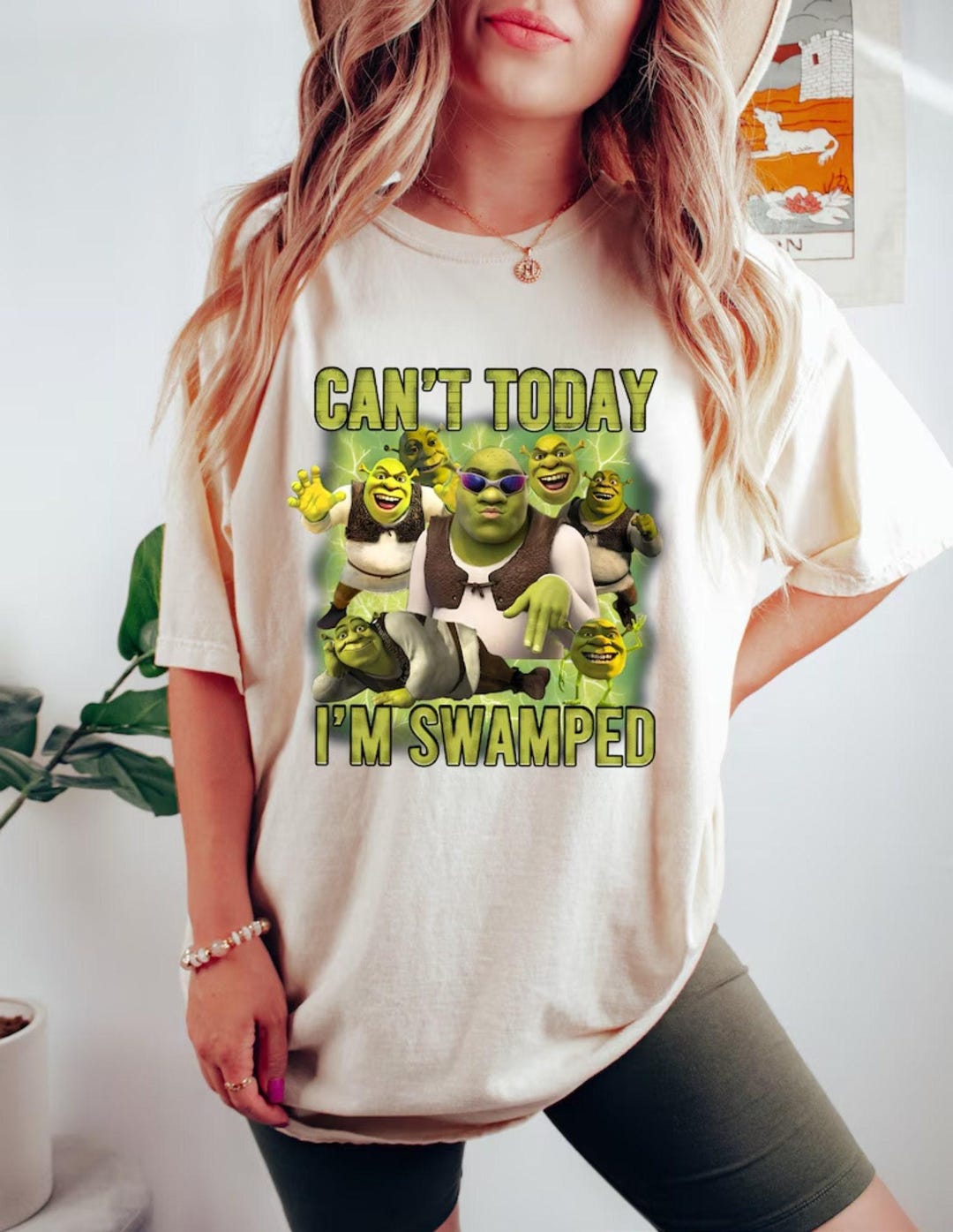 Shrek Face Meme Shirt, Can't Today I'm Swamped Shirt, Funny Girls Shirt ...