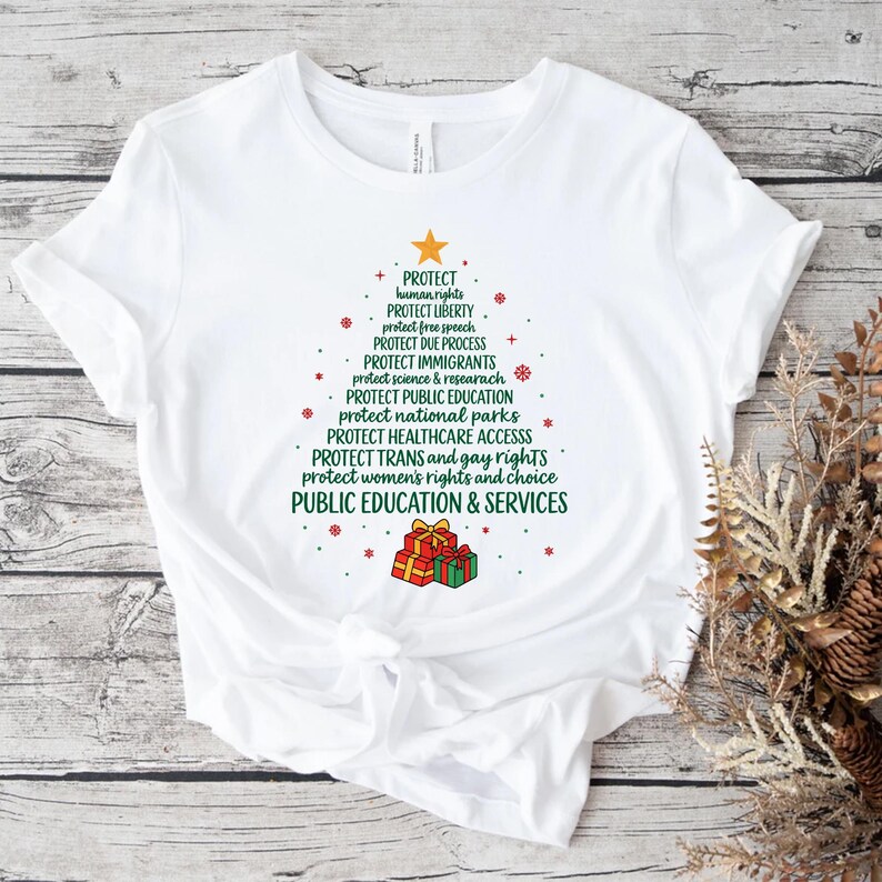 Christmas Tree Protect Democracy Sweatshirt, Liberal Values Tee, Social ...