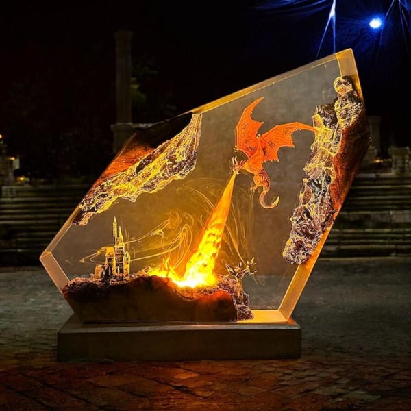 Wood Resin Lamp - Etsy