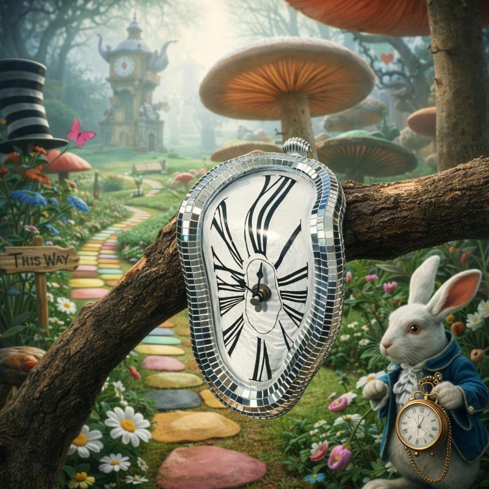 Alice in Wonderland Melting Clock Mirror Disco Clock Salvador Dali - Etsy