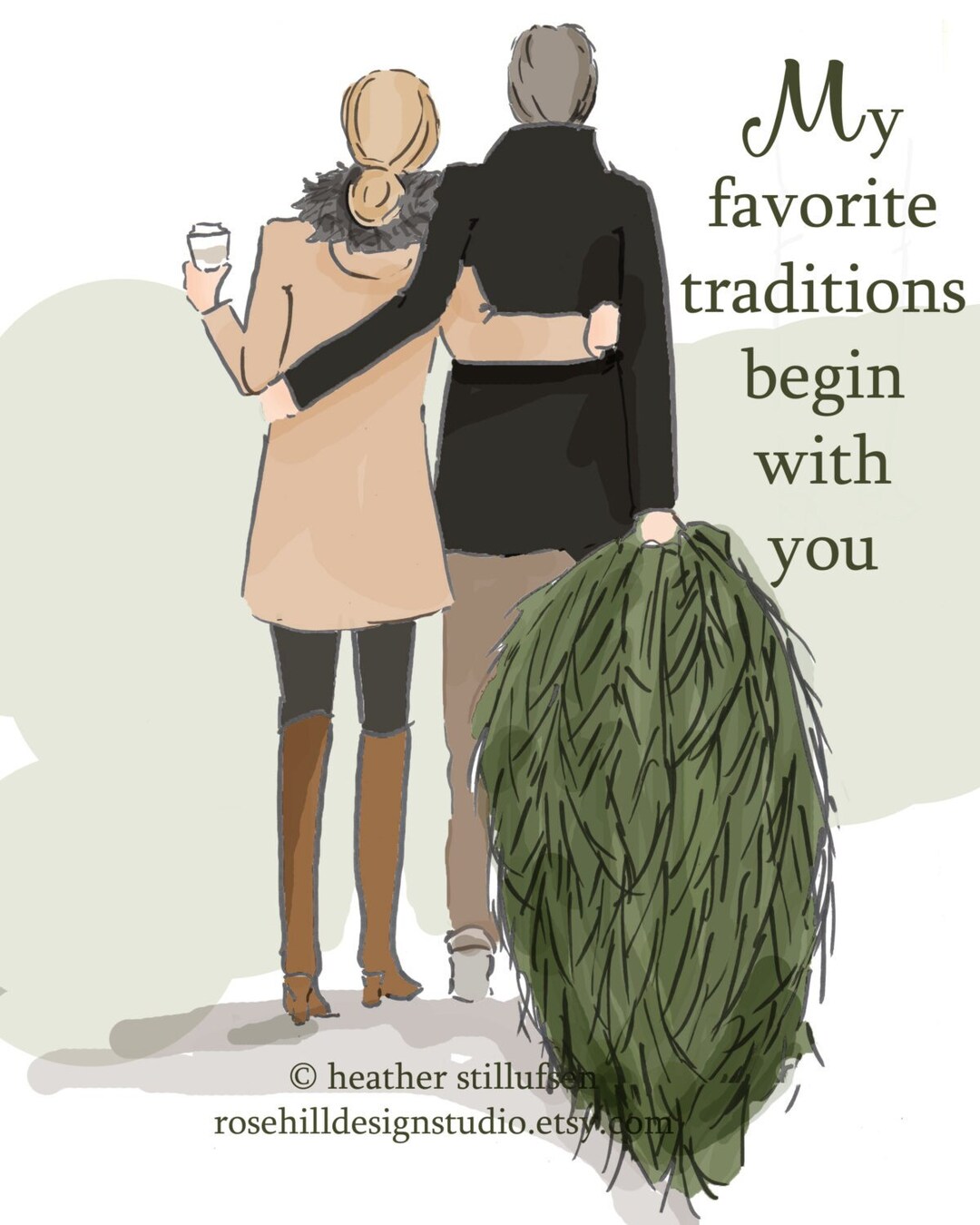 Christmas Cards - Christmas Cards for Couples - Illustration- Christmas ...