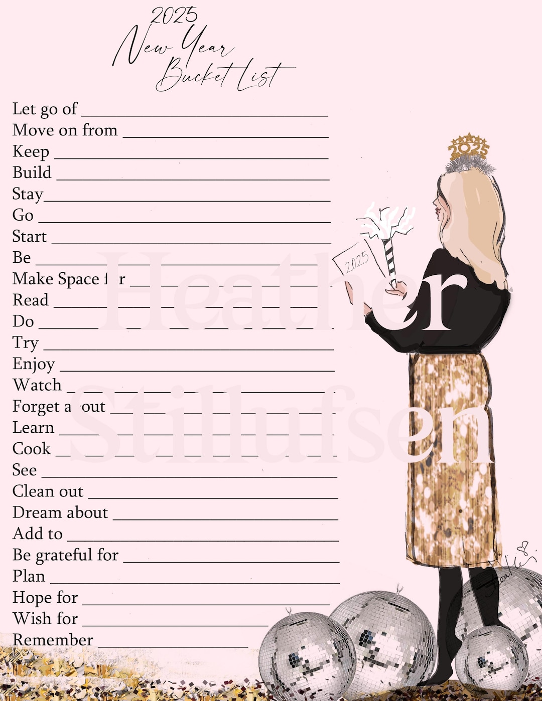 New Years 2025 Bucket List - Printable Digital Download New Years List ...
