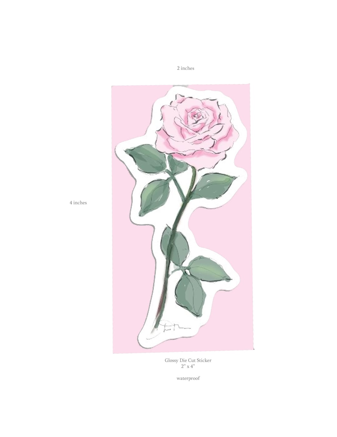Pink Rose Stickers, Die Cut Rose Stickers Waterproof Vinyl Sticker 2.0 ...