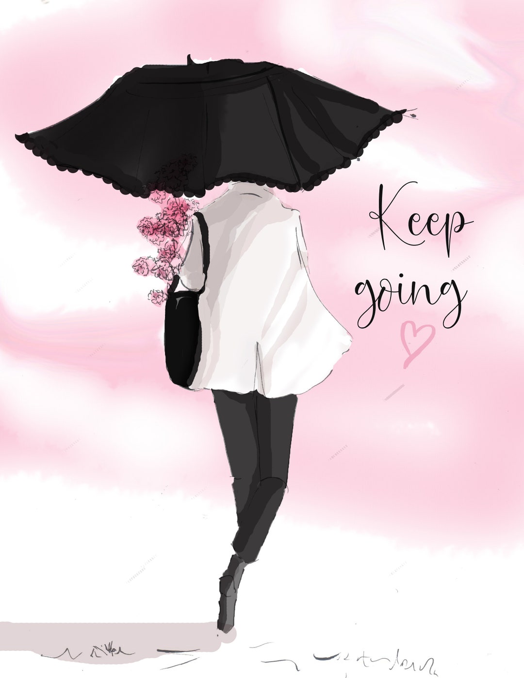 Pink Art Print. Pretty Spring Decor. - Fashion Illustration ...