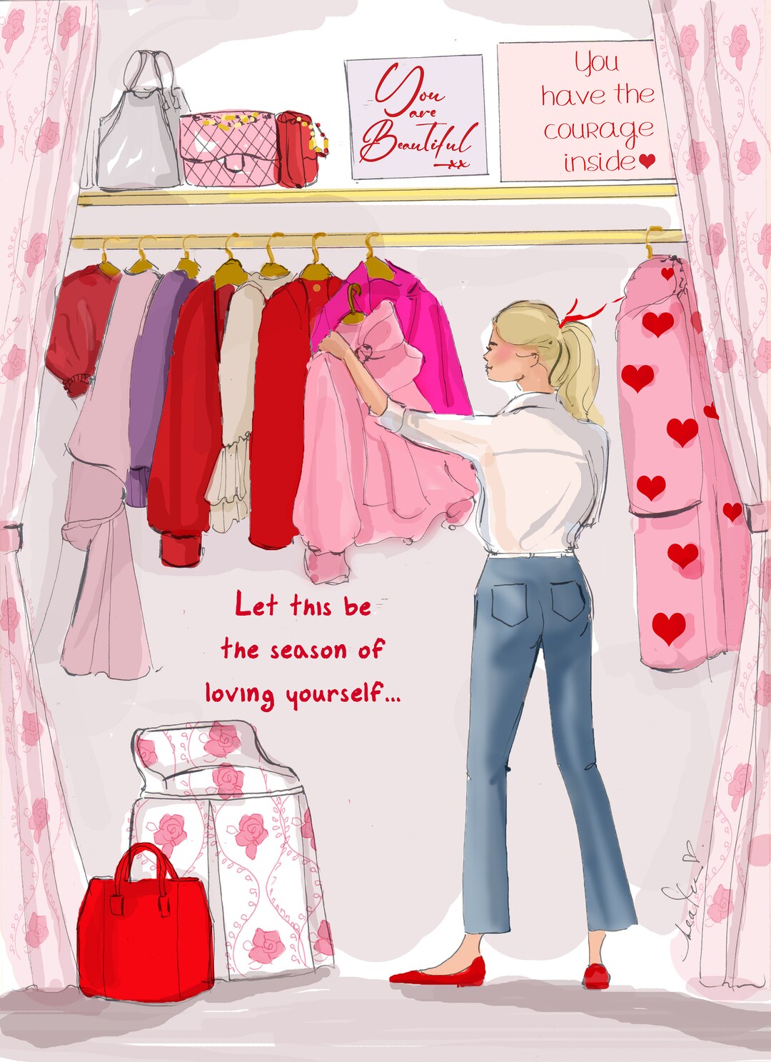 Valentine Closet - Illustrations Pink Notecards Valentine January ...