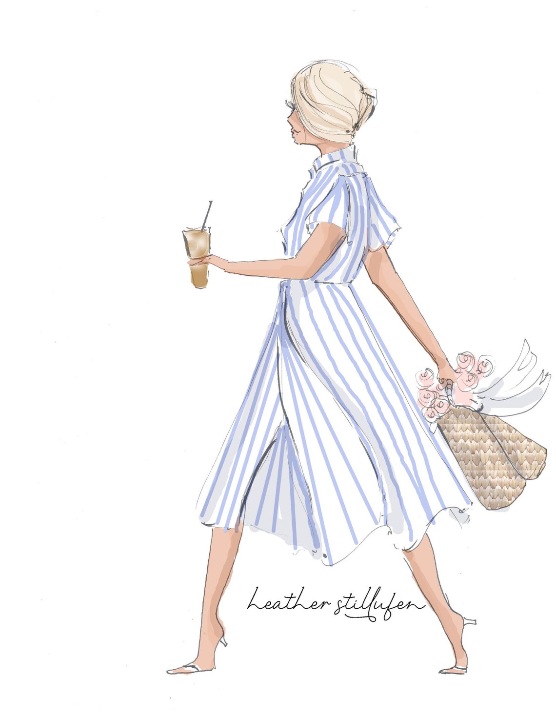 Iced Coffee Season Heather Stillufsen Fashion Illustration - Etsy