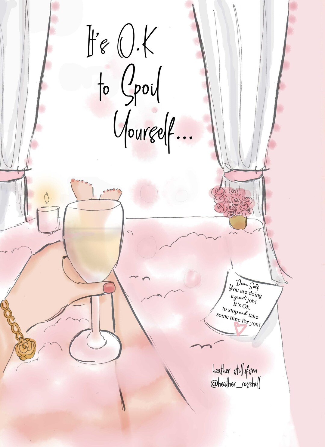 Valentine's Day Cards - Bathtub Spoil Yourself- Fashion Illustration ...