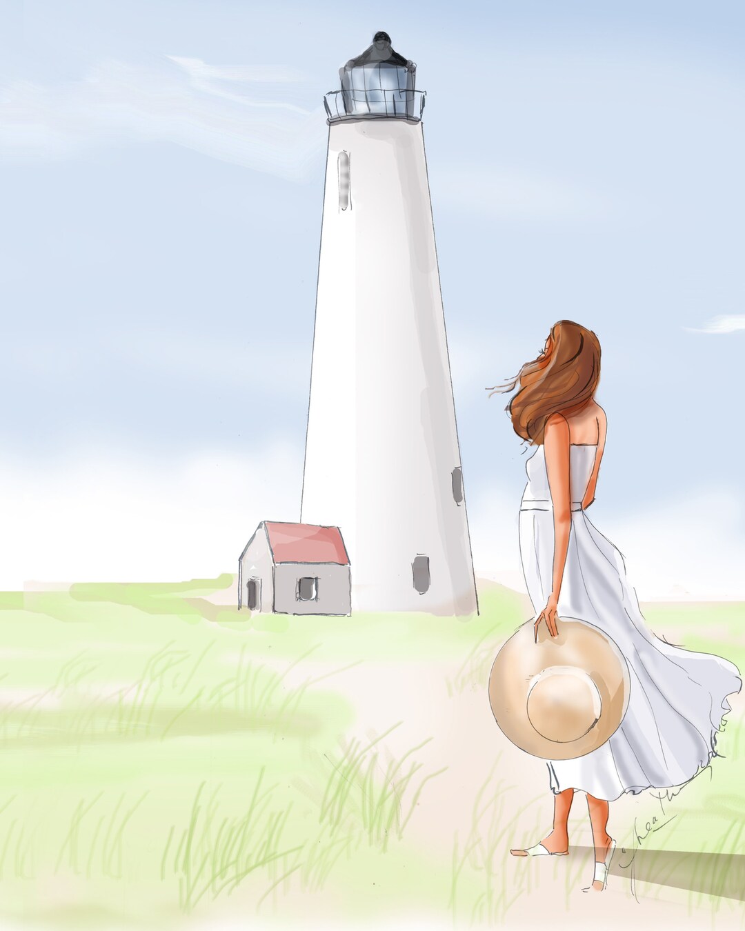 Art Print: Nantucket Summer. Lighthouse Art. cute Wall Art, Decor ...