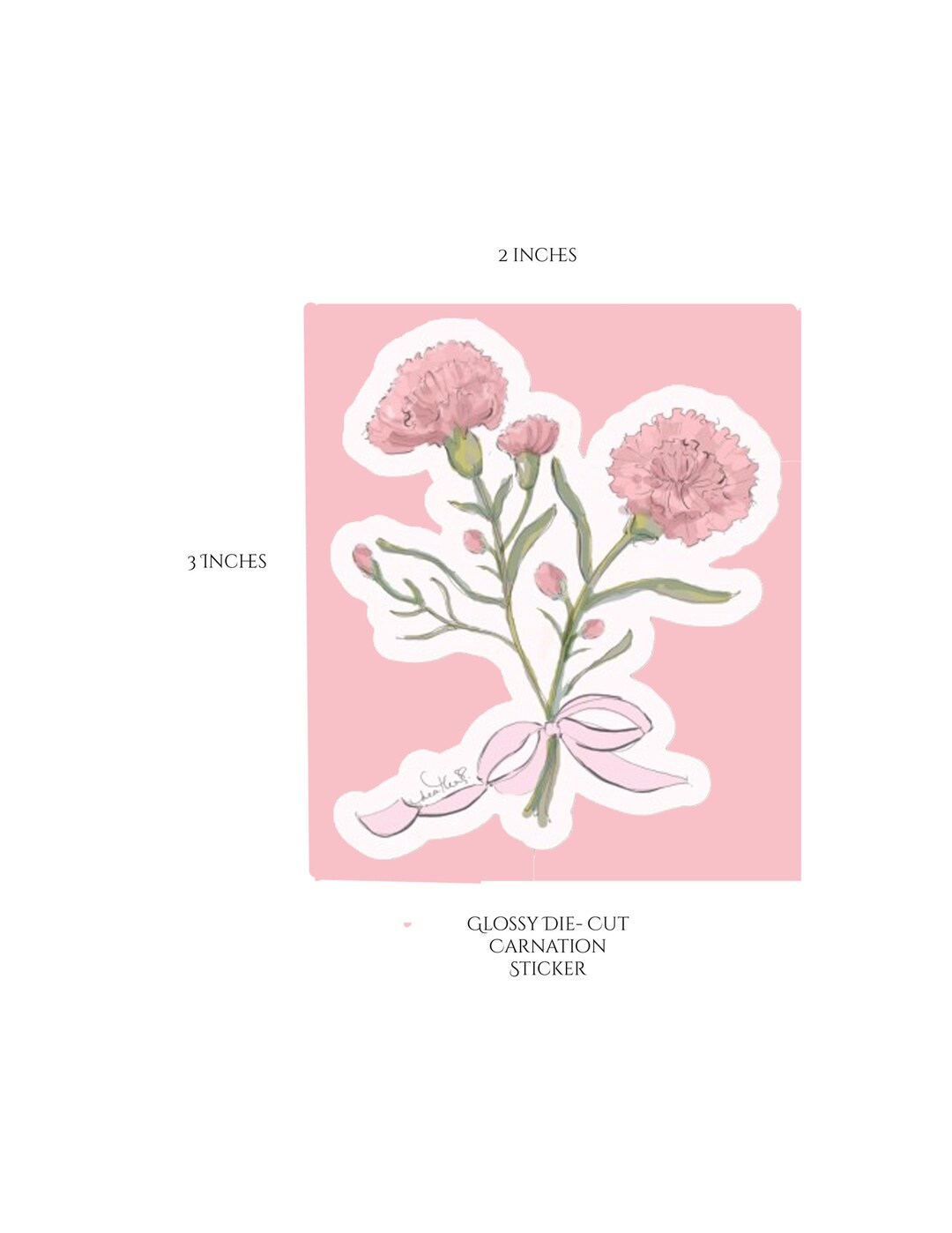 Carnation Sticker - Flower Sticker Garden Stickers Flower Gifts Flower ...