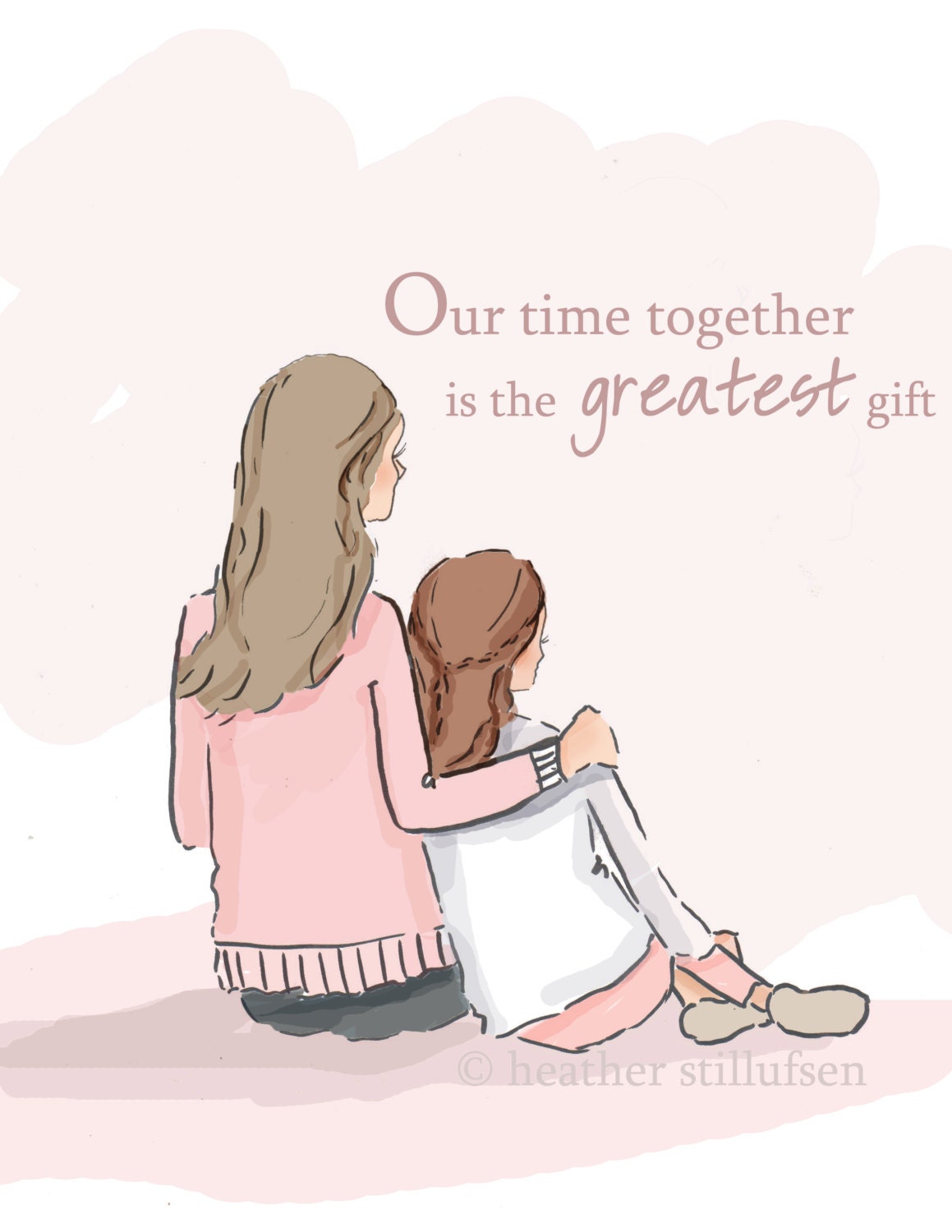 Time Together Mother Daughter Art Mom and Daughter Art - Etsy Australia
