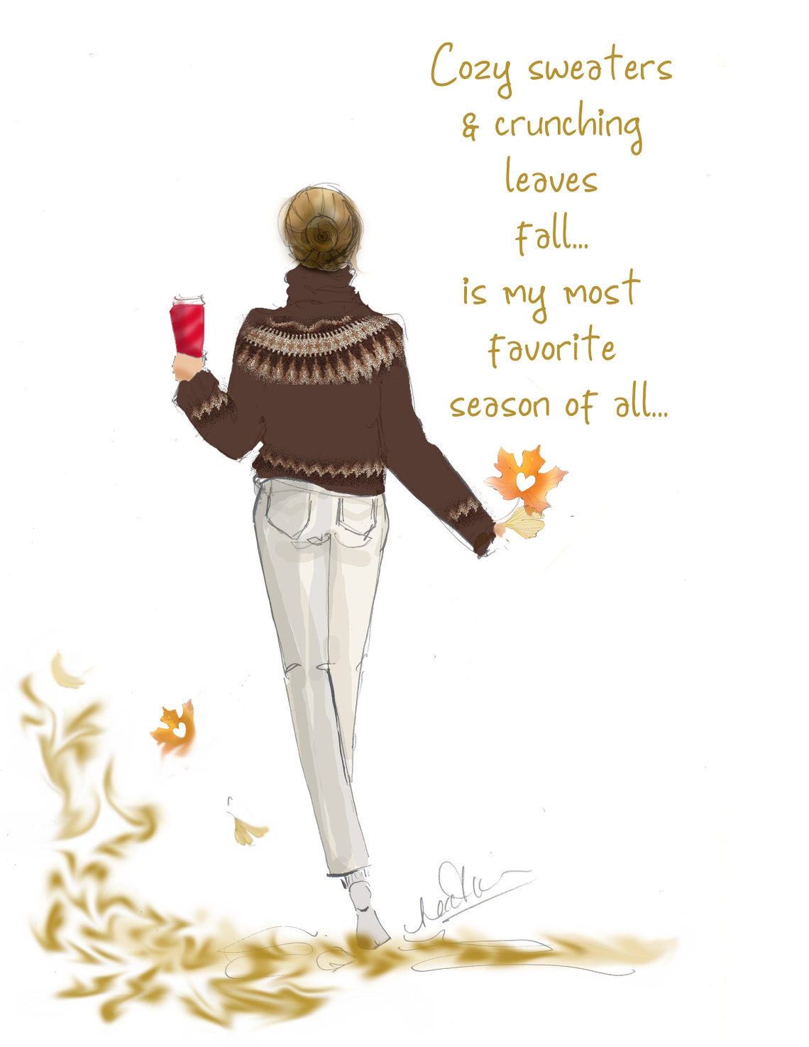 Fall Art October Illustration I Love Fall Art Print: {fall } Autumn ...