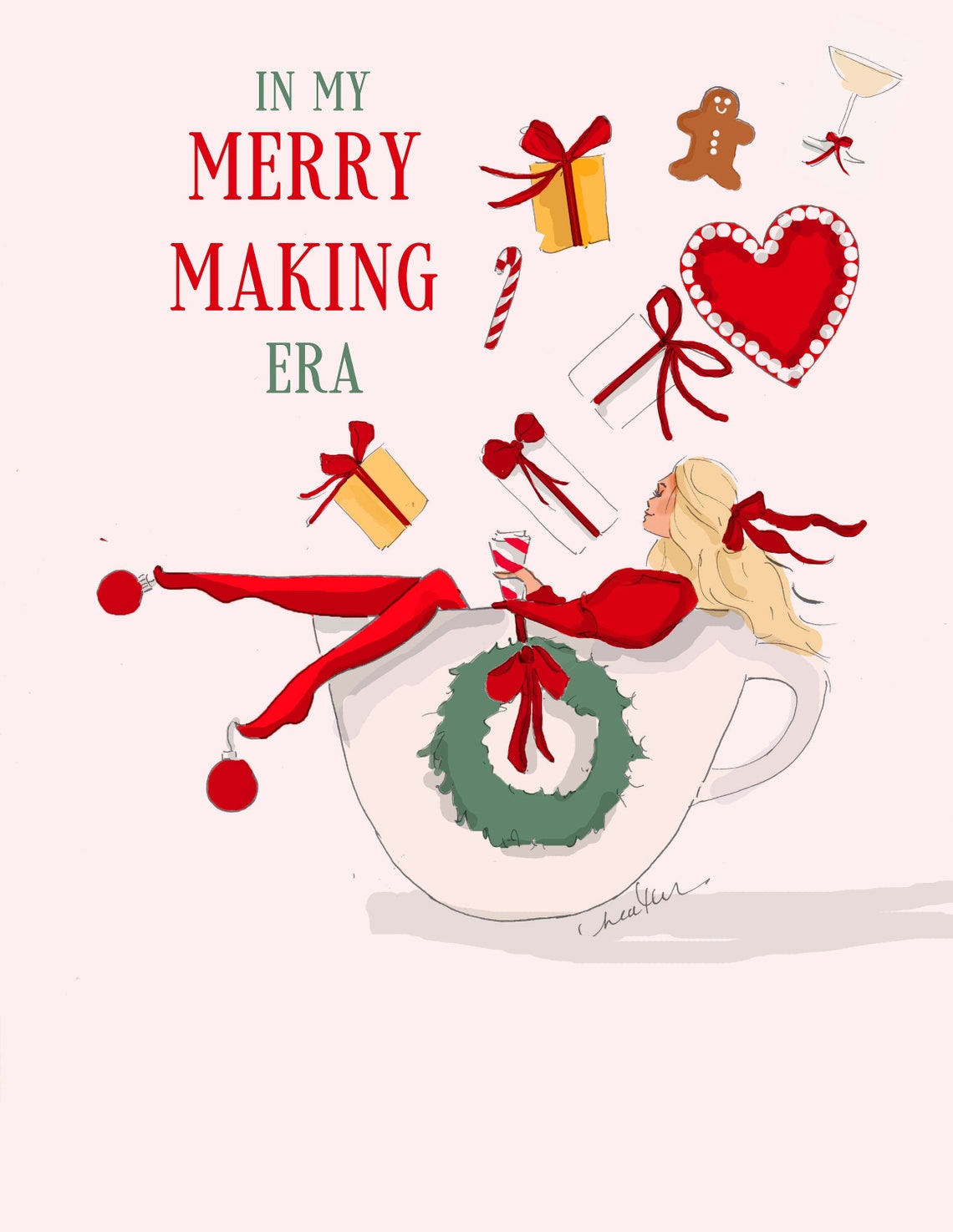 Christmas Cards - in My Merry Making Season Girly Fashion Illustration ...