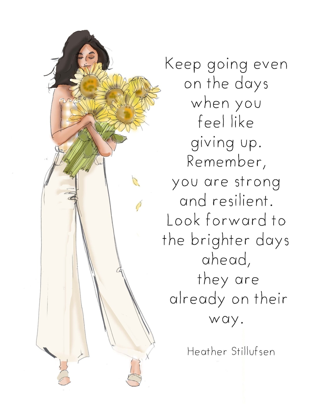 Sunflower Notcards - Keep Going Cards - Fashion Illustration {heather ...