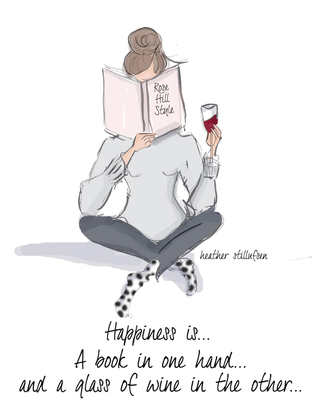 Happiness is Books and Wine....art for Women - Quotes for Women - Art ...