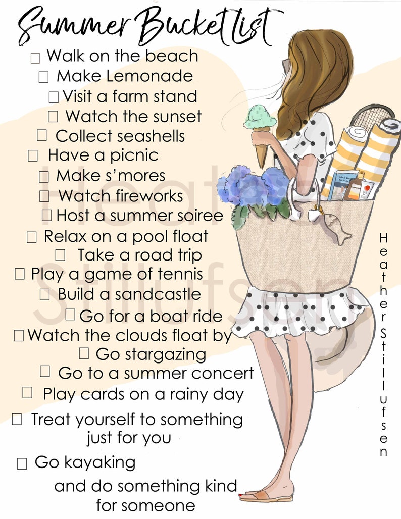 Summer Bucket List - Printable - Heather Stillufsen Summer - Bucket ...