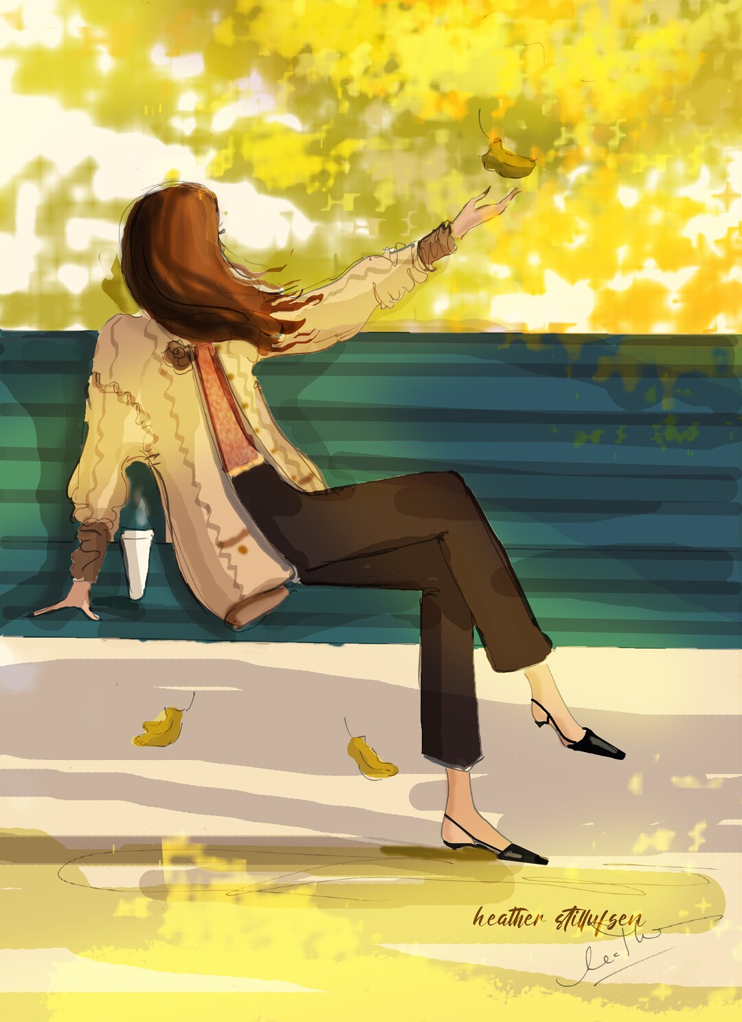 Fall Cards - the Autumn Leaves Are Falling- Autumn Art Coffee Cards ...