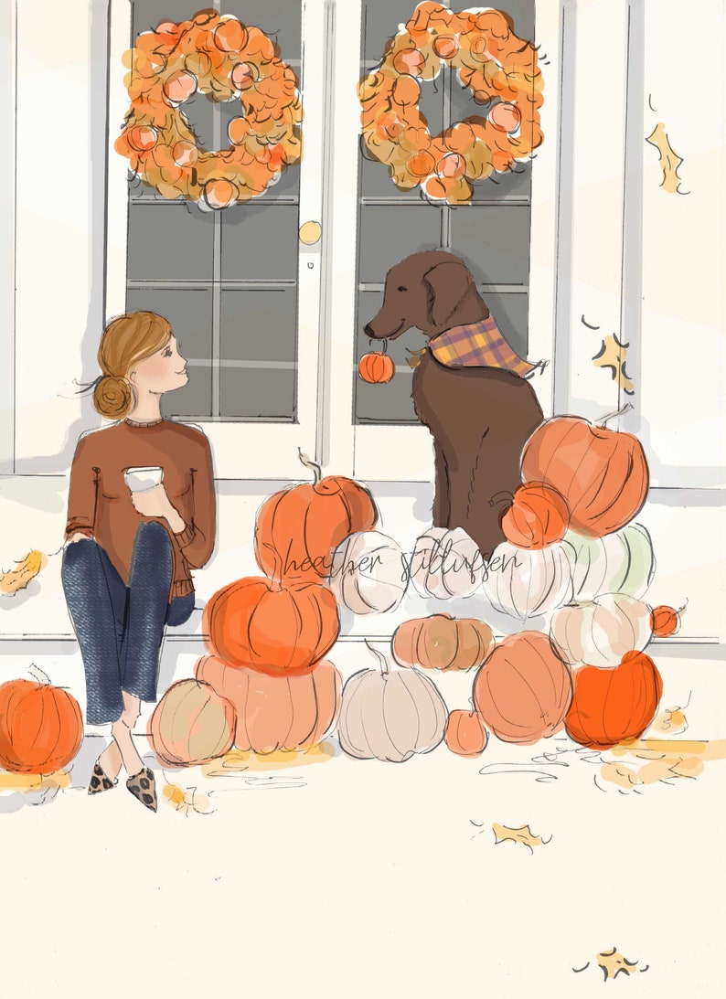 Autumn Weekend on the Porch Autumn Art Autumn Cards | Etsy