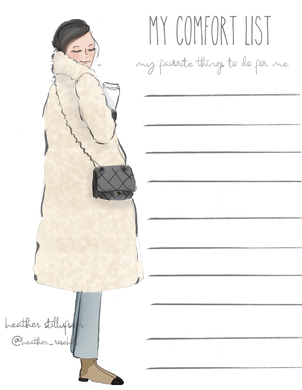 My Comfort List Printable Heather Stillufsen Bucket List - Etsy