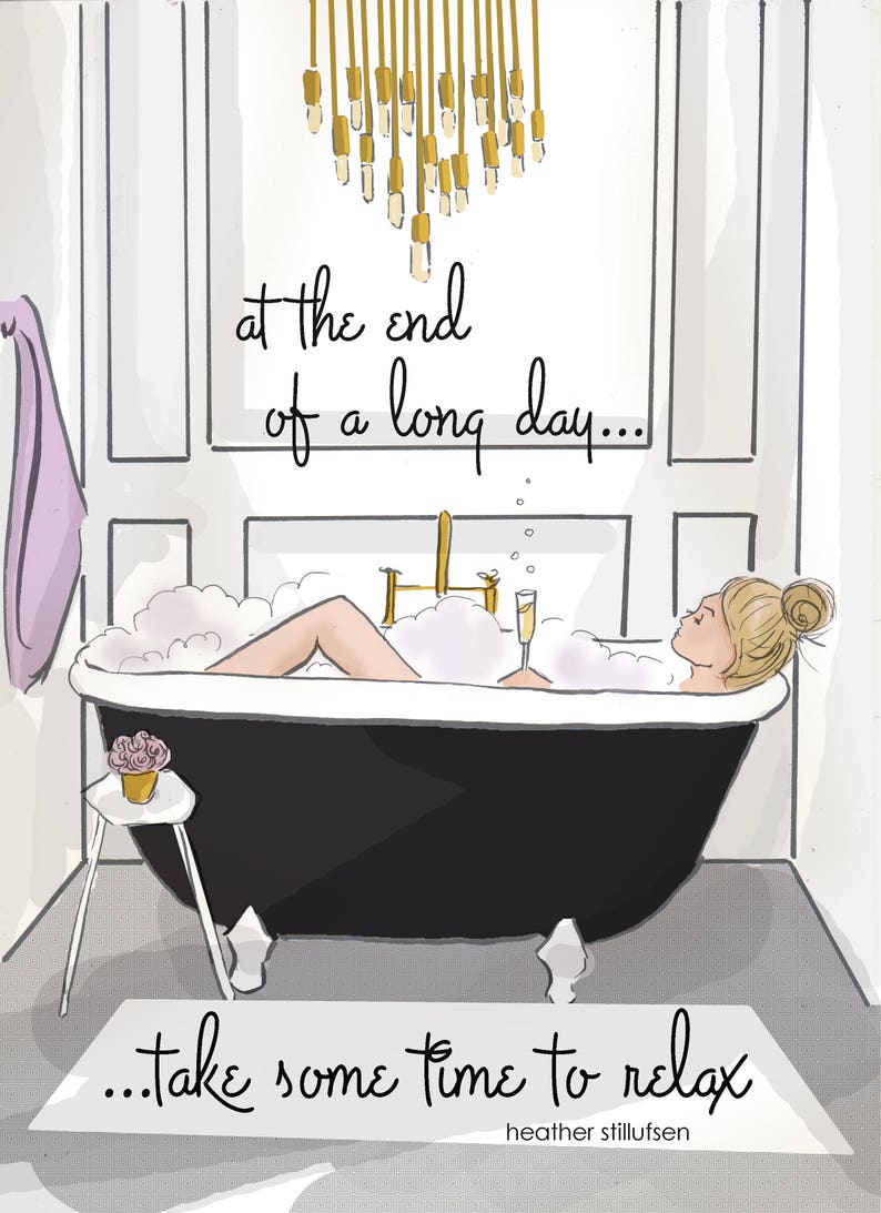 Bathroom Art Take Time to Relax Bathtub Art Heather - Etsy