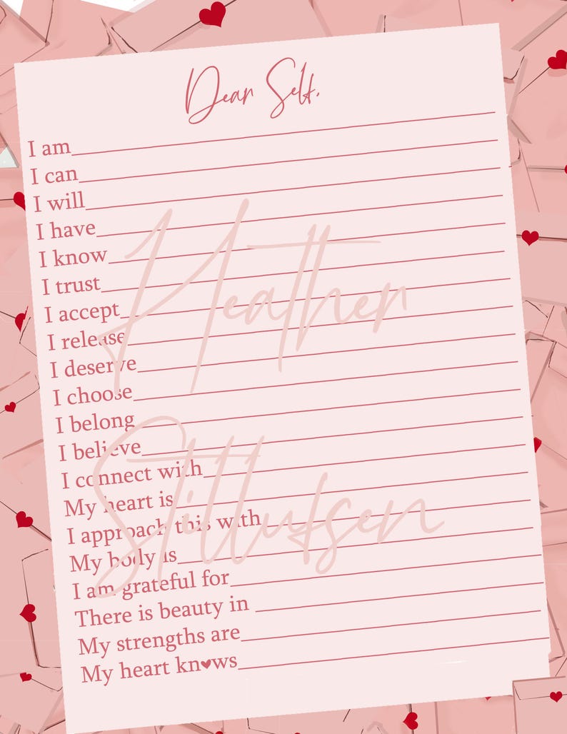 Carta de amor propio 2026 para Galentines femeninos, imprimible ...