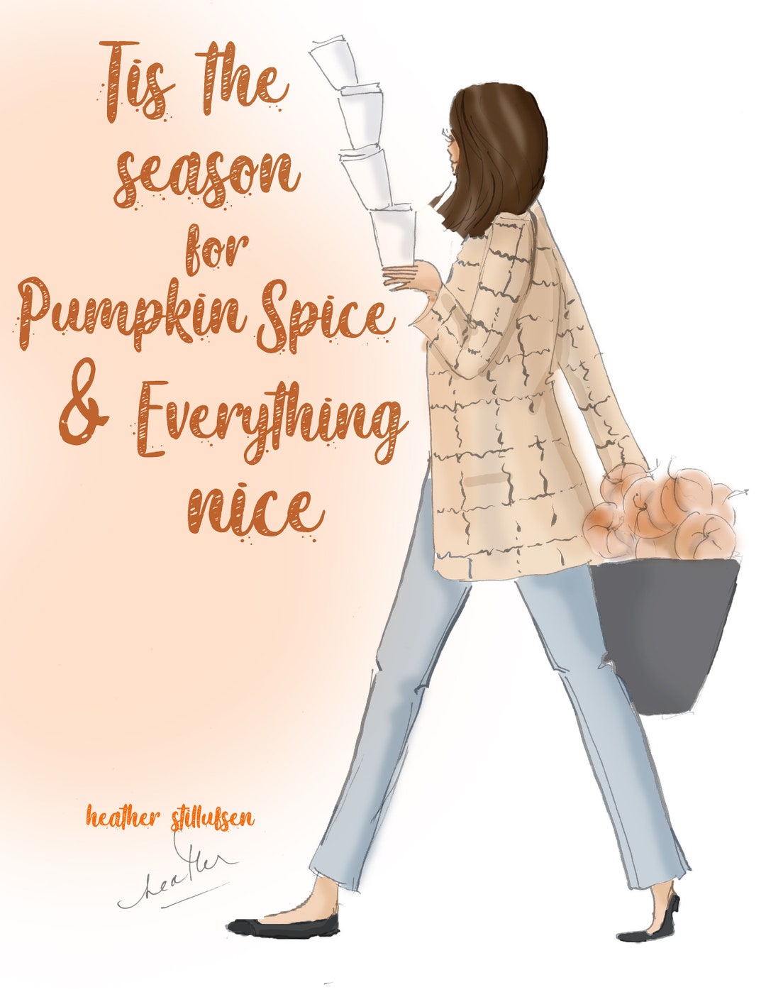 Fall Cards - Tis the Season for Pumpkin Spice - Autumn Art Coffee Cards ...