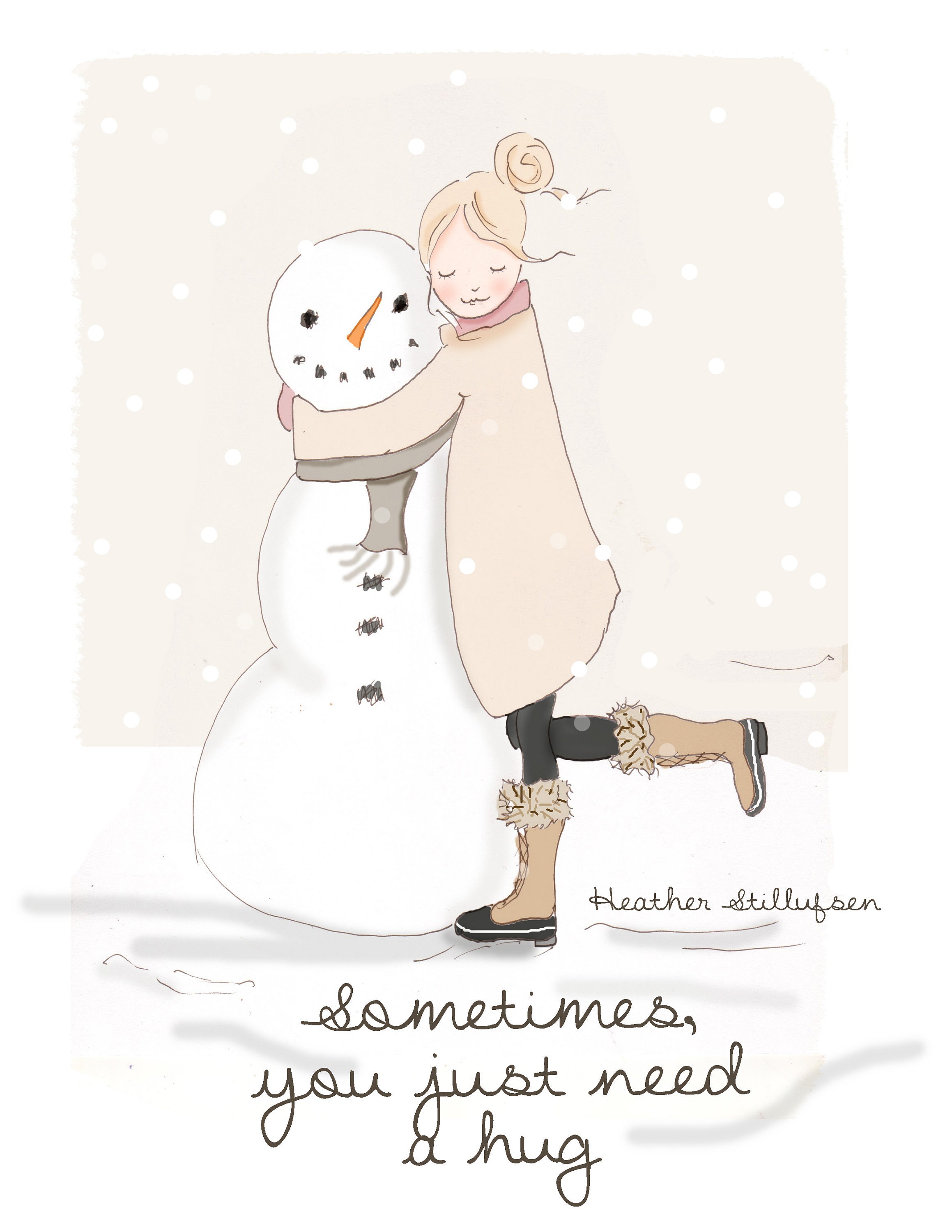 Christmas Card Hugs and Snowmen Sometimes You Just Need a - Etsy