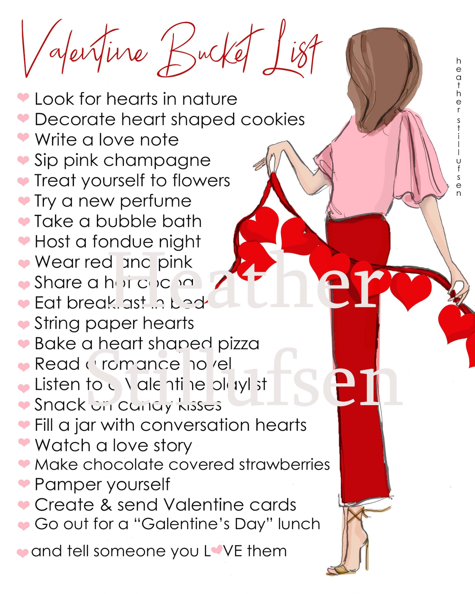 Valentine Valentine Bucket List Printable Heather - Etsy