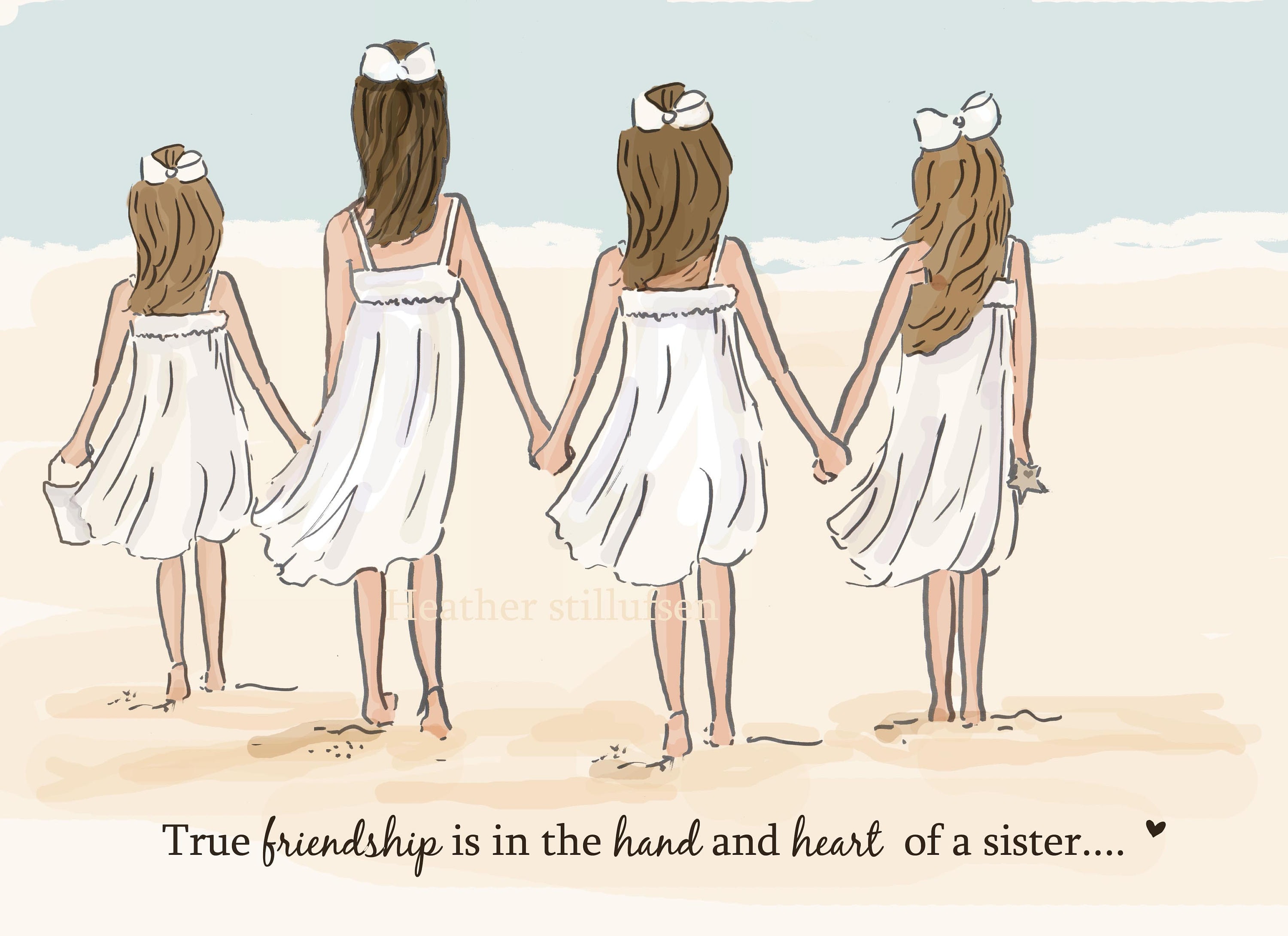 Sister Wall Art True Friendship FOUR Sisters Sisters | Etsy