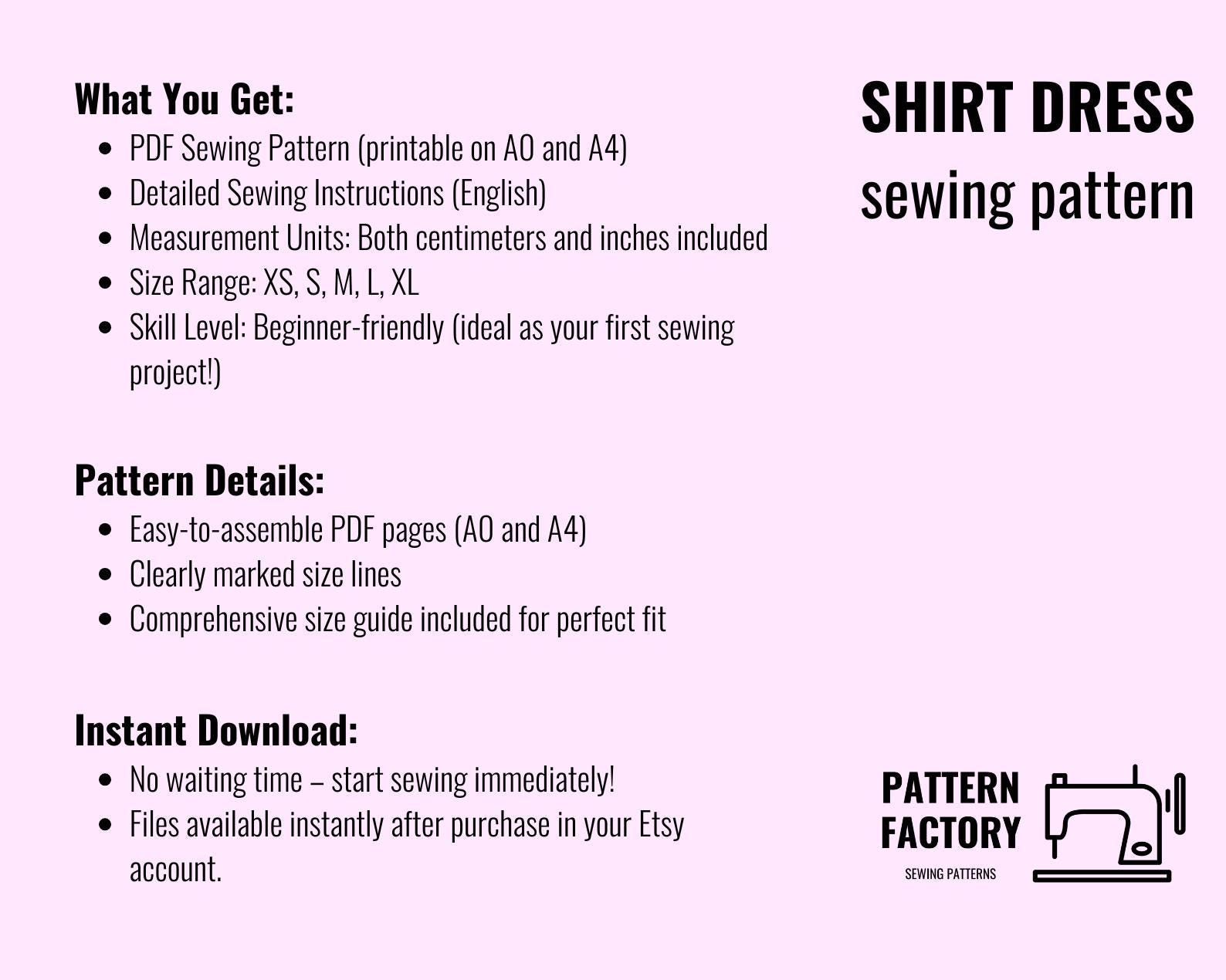 Shirt Dress Sewing Pattern PDF | Women's Dress Pattern | Intermediate ...