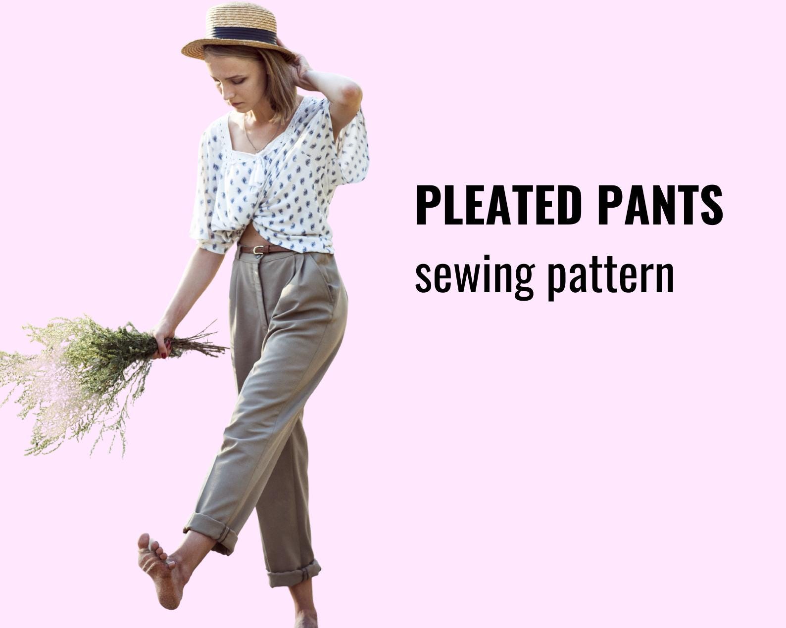 Pleated Pants Sewing Pattern PDF | Pleated Trousers | Women's Pants ...
