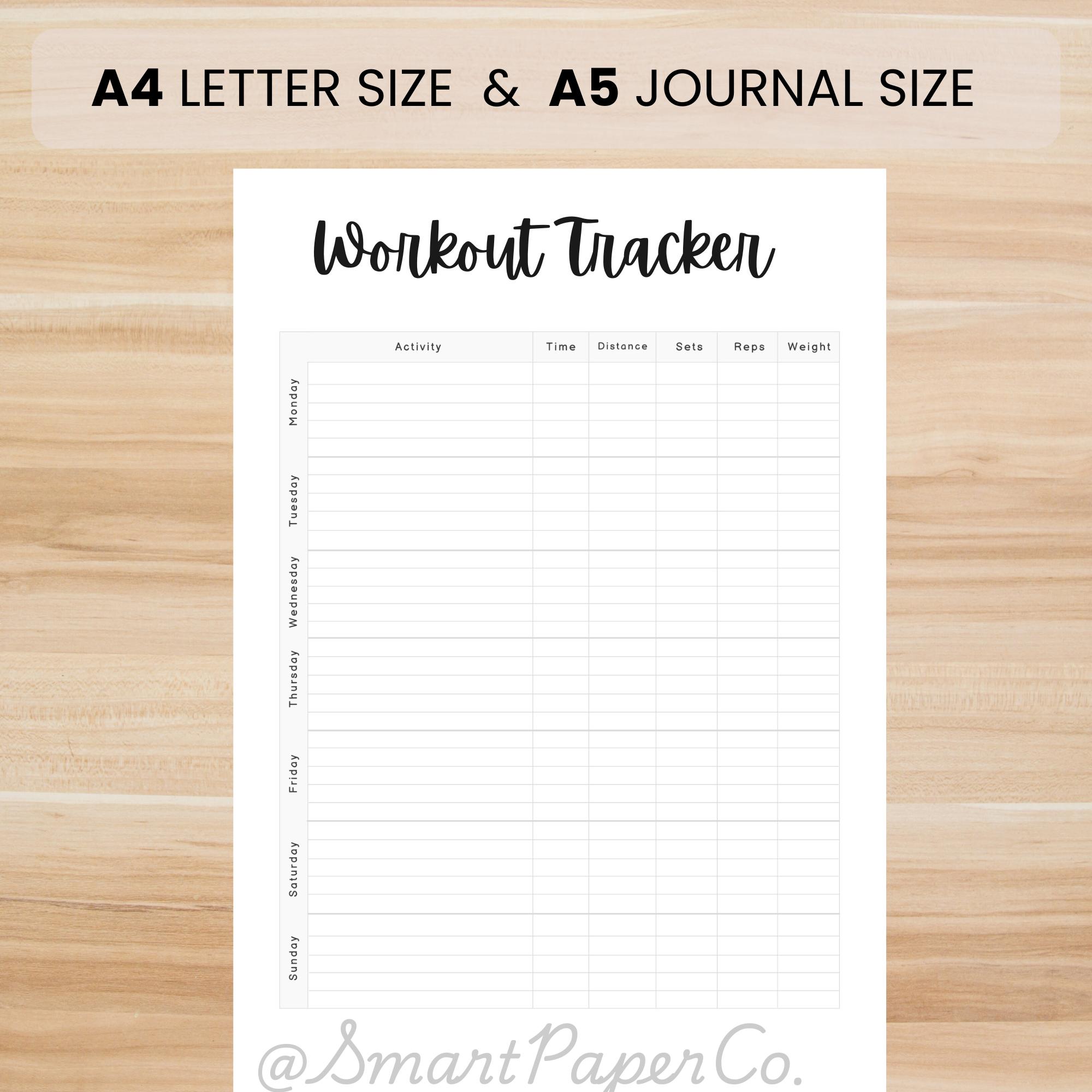 Workout Tracker - PRINTABLE Journal Page - Exercise Tracker - Fitness ...