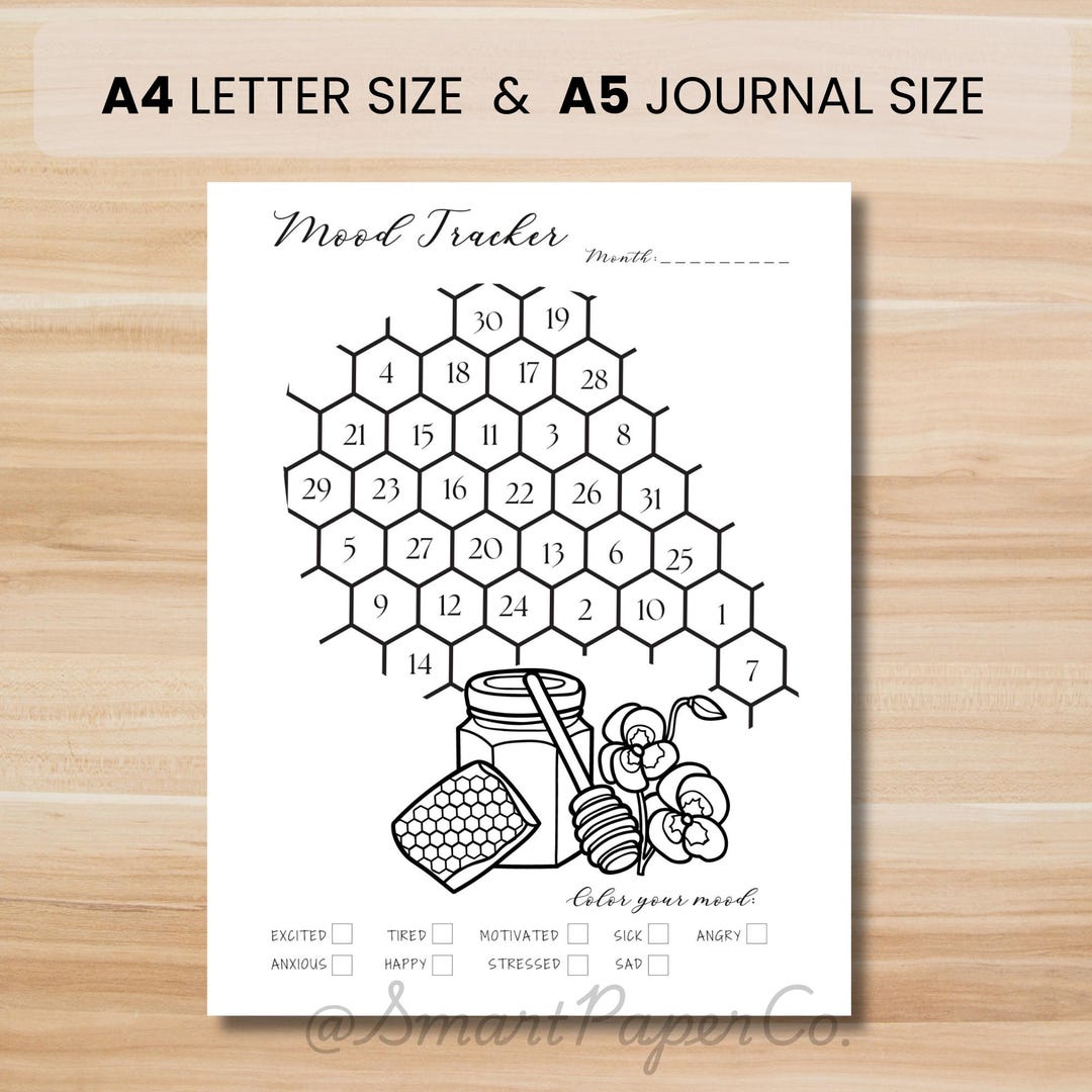 Honeycomb Mood Tracker - PRINTABLE Journal Page - Planner Page ...