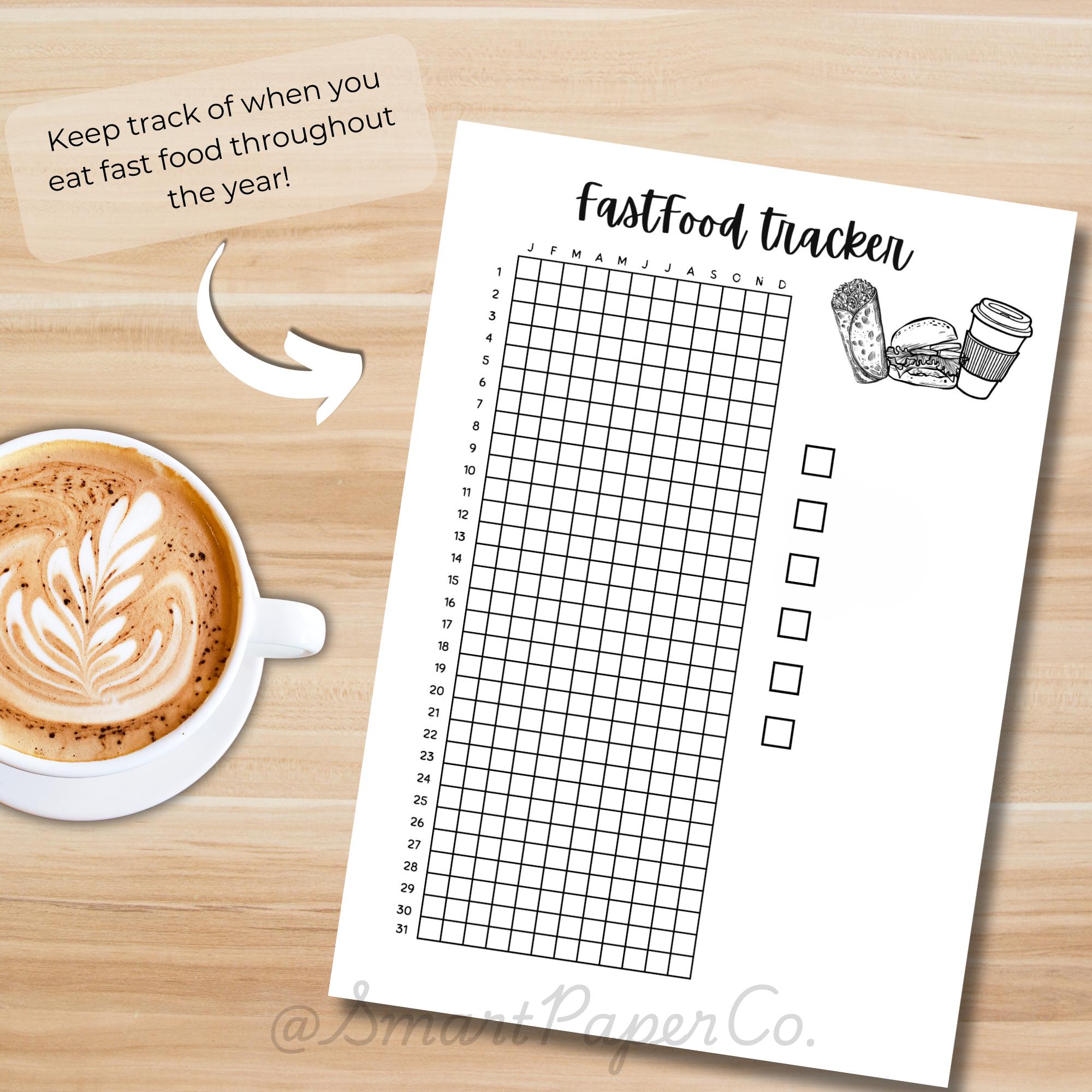 Fast Food Tracker - PRINTABLE Journal Page - Planner Page - Health ...