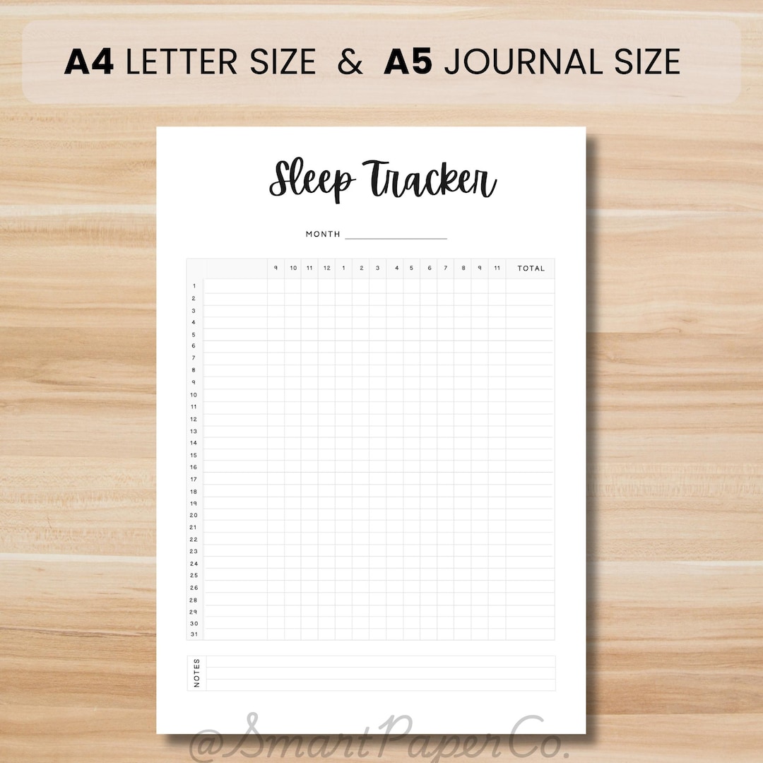 24 Hour Sleep Tracker - PRINTABLE Journal Page - Monthly Sleep Tracker ...