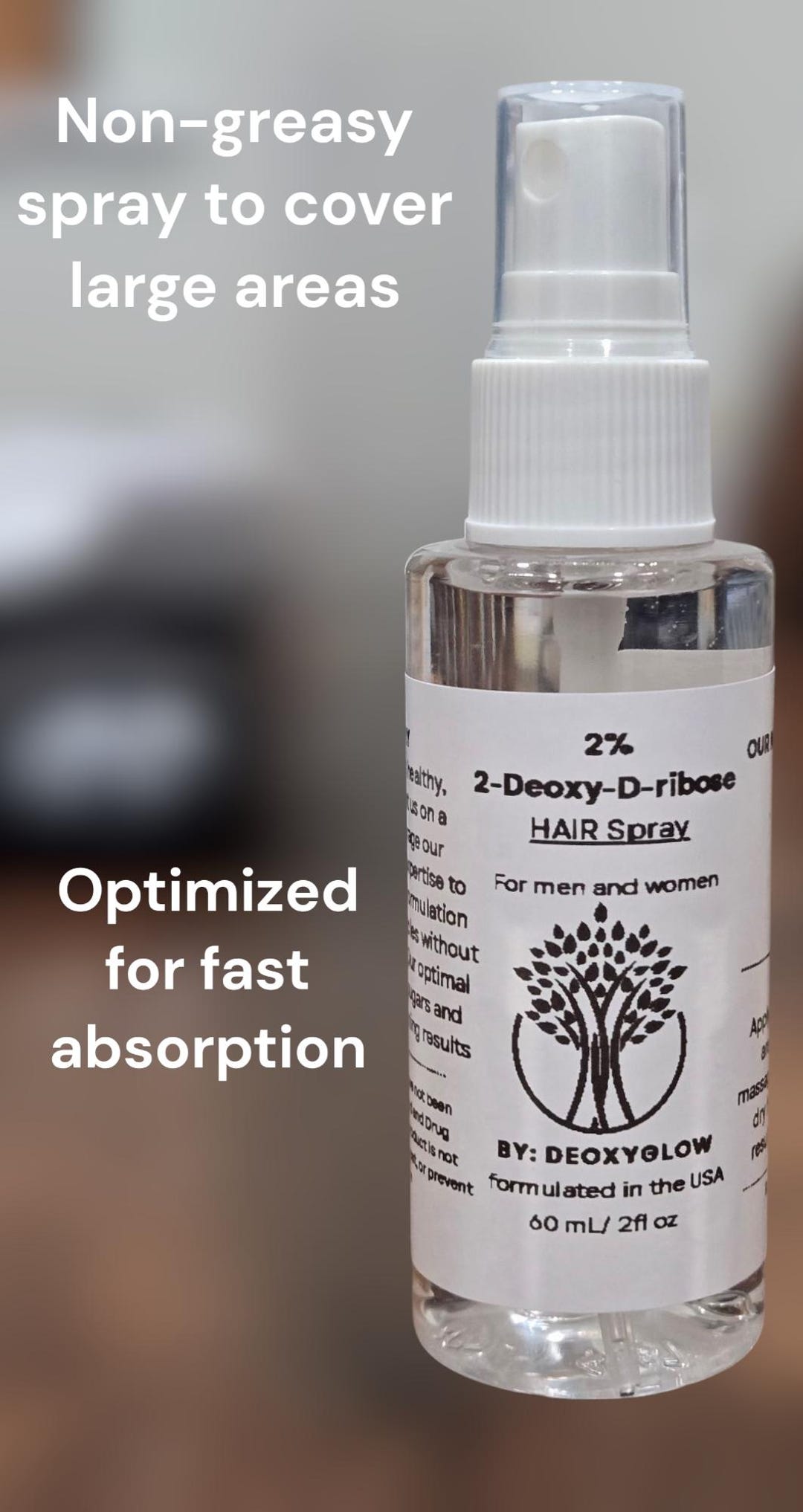 All Natural 2-deoxy-d-ribose Hair Spray (2%), 2ddr for Growth and ...