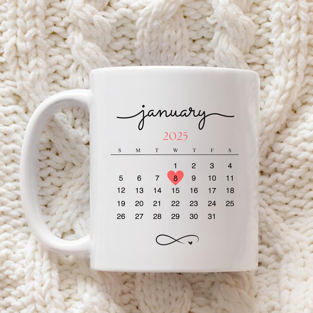 Personalised Anniversary Calendar Mug Valentines Gift Custom Date ...