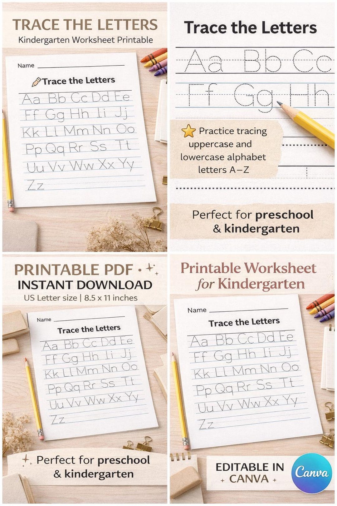 Kindergarten Trace Letters Printable | Alphabet & Number Tracing ...