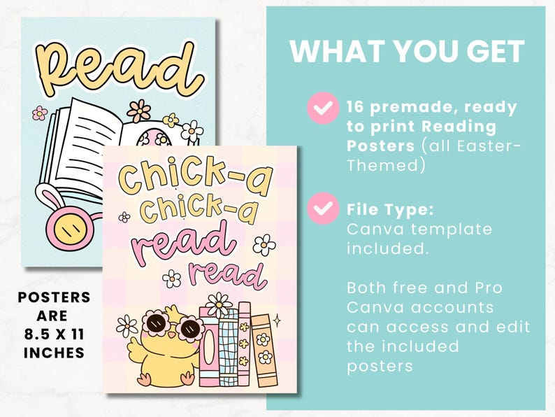 Easter Themed Reading Classroom Posters | Editable in Canva - Etsy