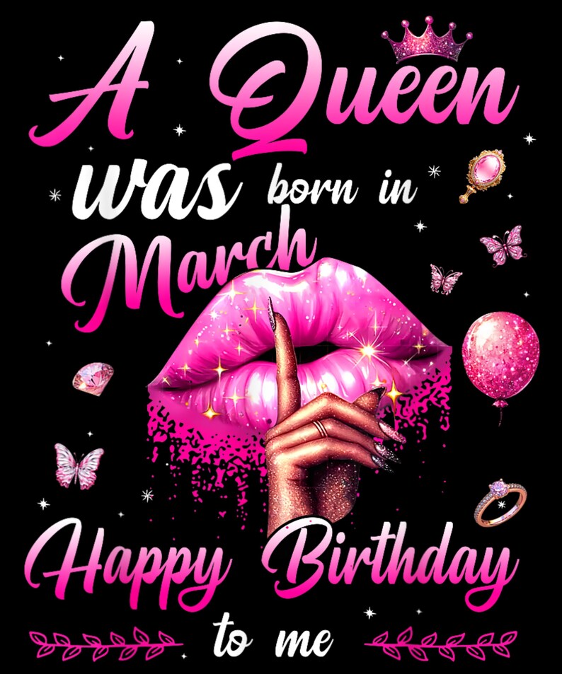 A Queen Was Born in March PNG and SVG, Black March Queen PNG, March ...