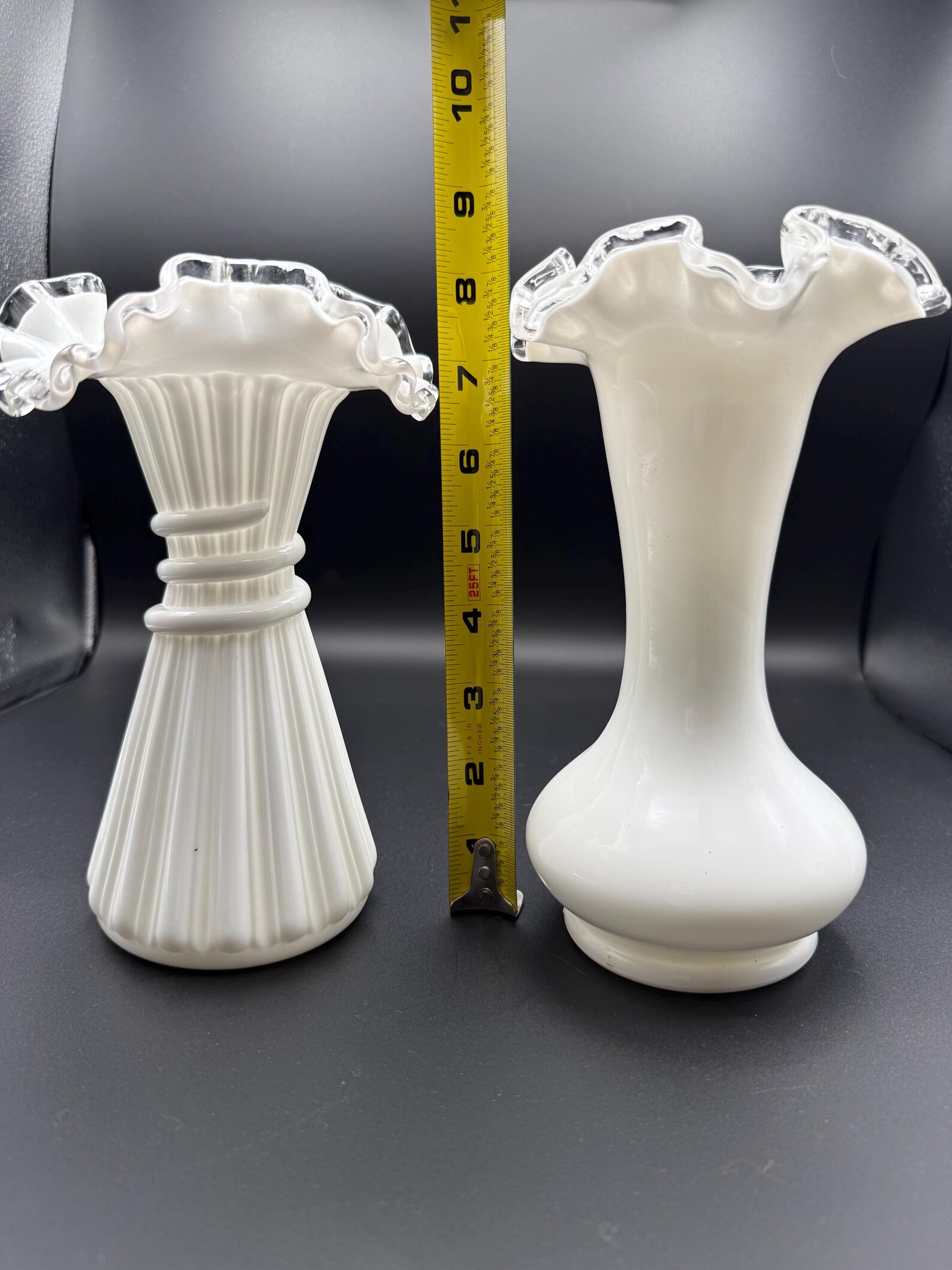 Vintage Milk Glass Silver Crest Vase - Etsy