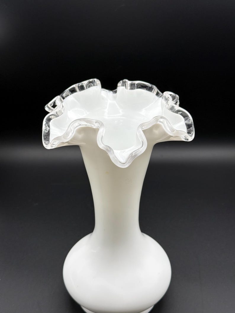Vintage Milk Glass Silver Crest Vase - Etsy