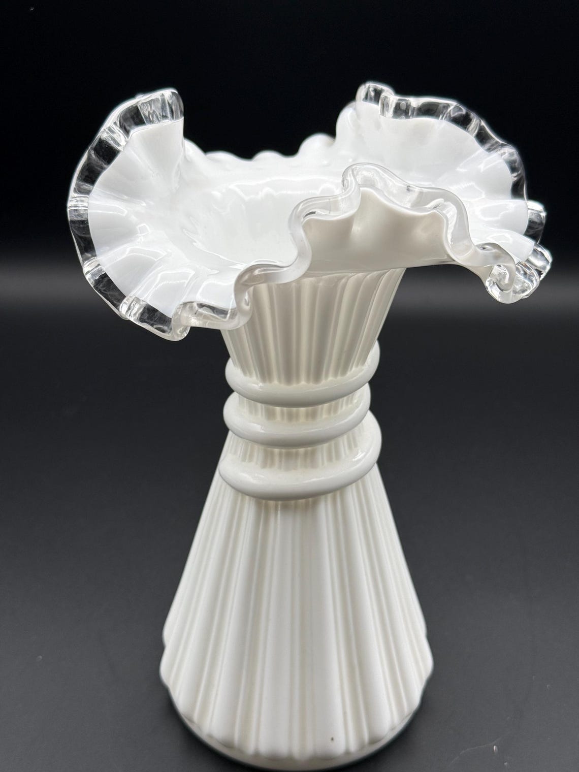 Vintage Milk Glass Silver Crest Vase - Etsy
