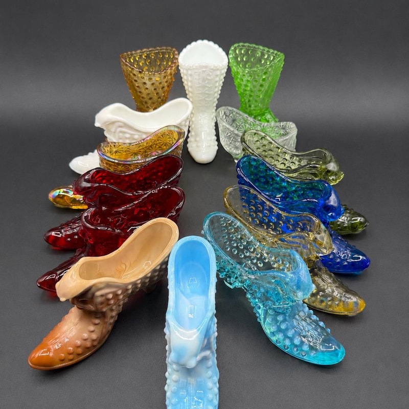 Fenton Hobnail Glass Shoes - Etsy