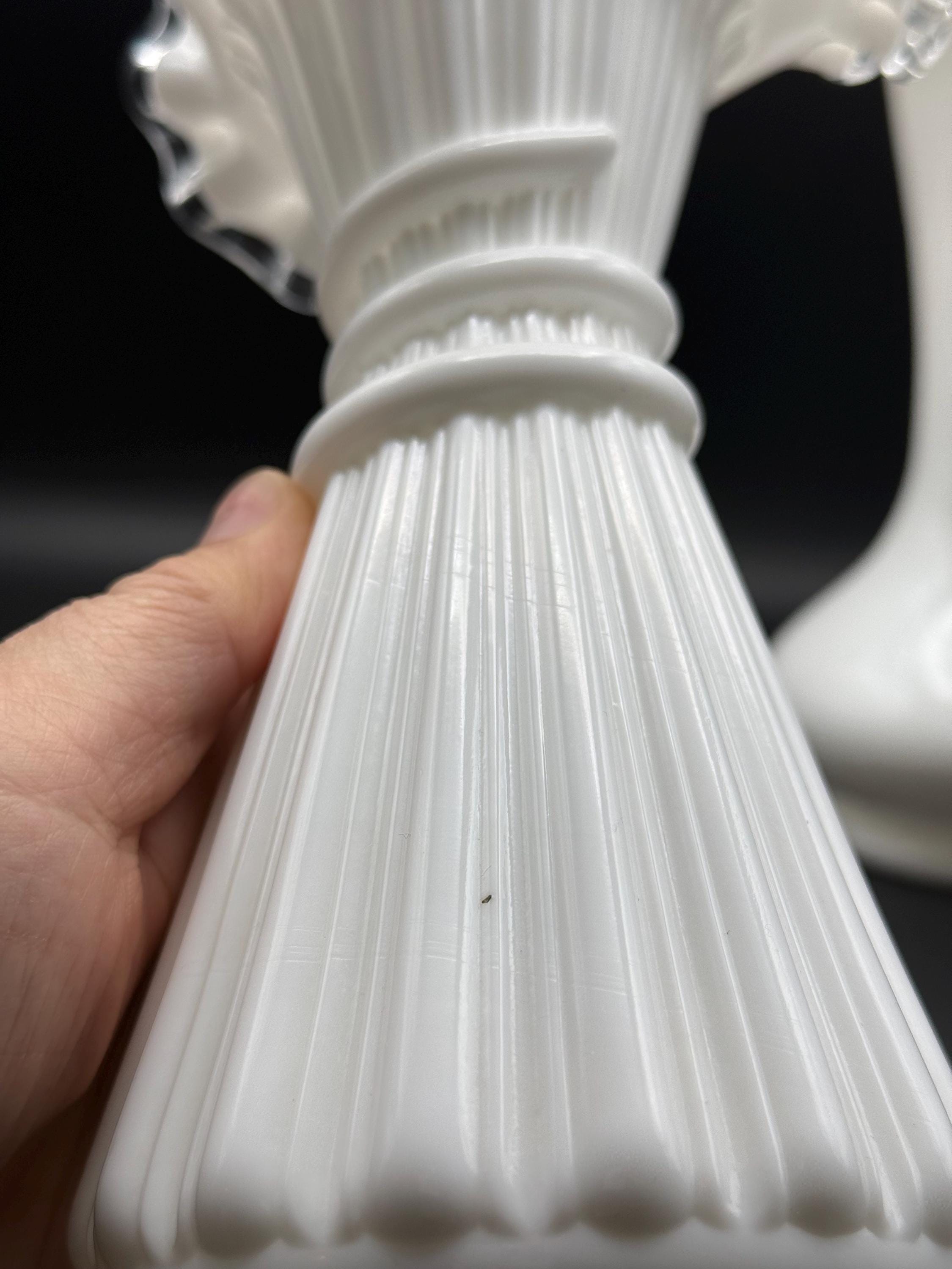 Vintage Fenton Silver Crest Milk Glass Vase Pattern 5858 Wheat Sheaf ...