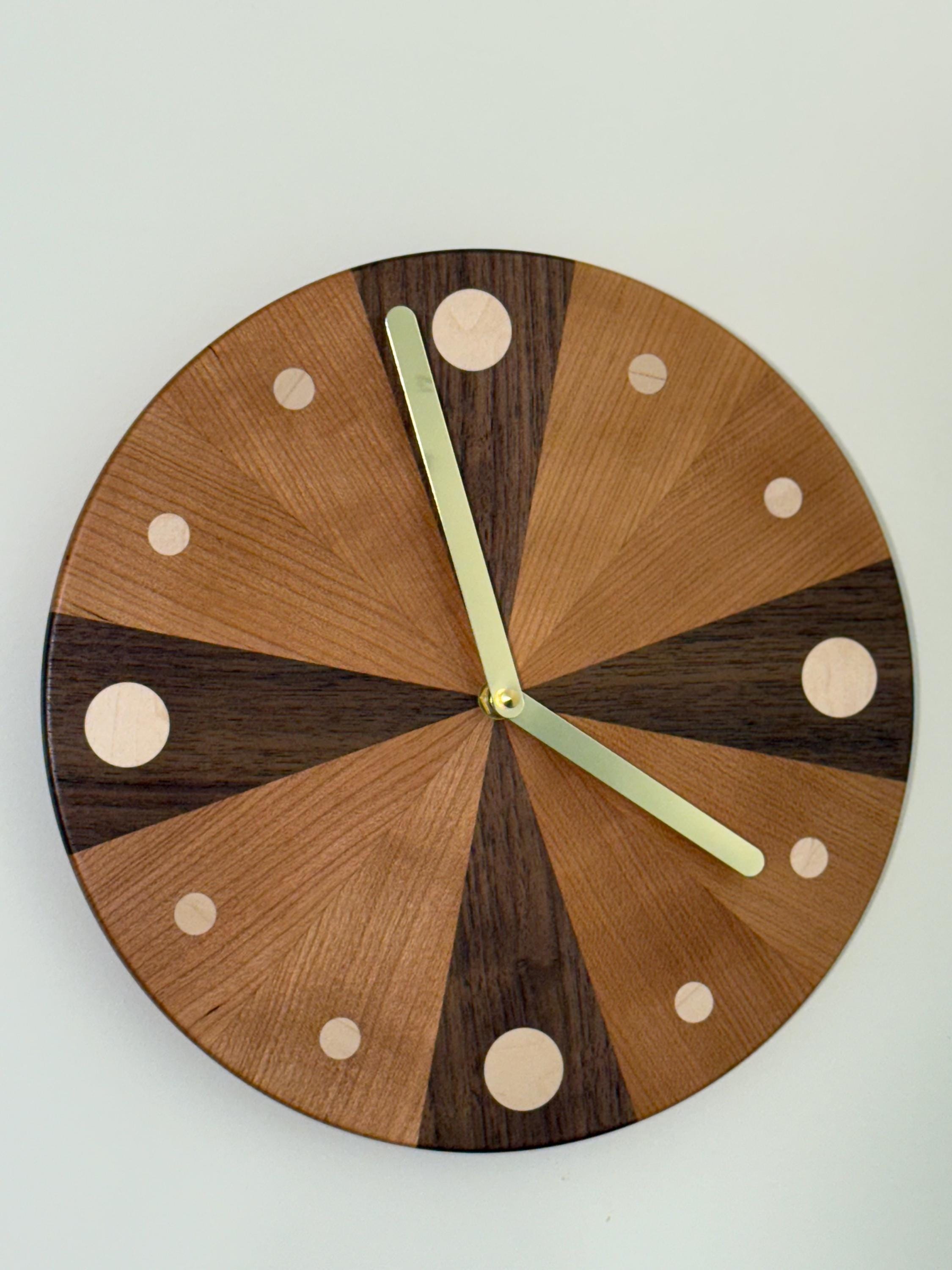 Walnut and Cherry Wood Wall Clock - Etsy