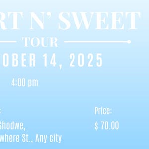 Editable Concert Ticket Template - Short N Sweet Tour, Sabrina ...