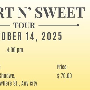 Editable Concert Ticket Template - Short N Sweet Tour, Sabrina ...