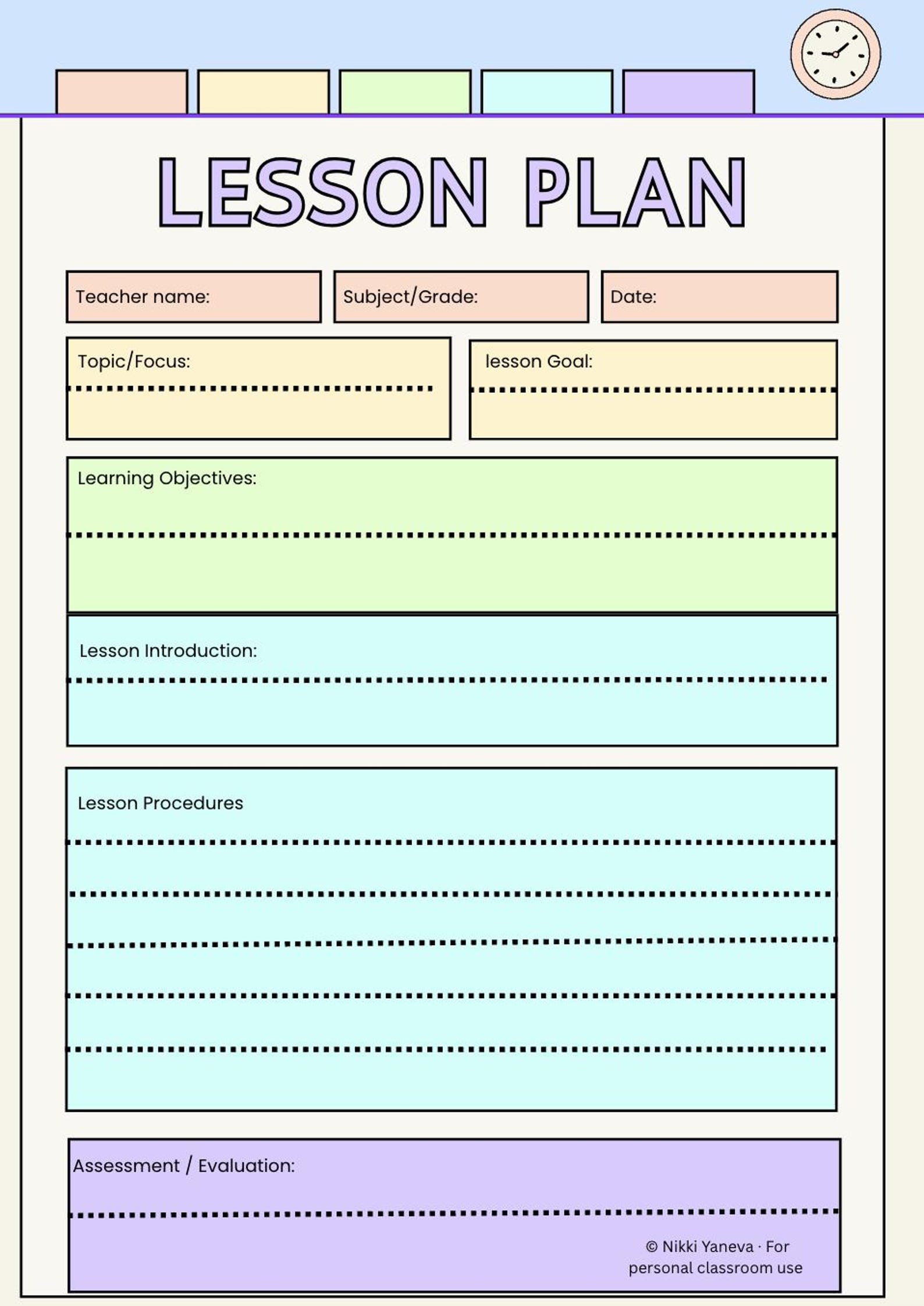 Pastel Lesson Plan Template Printable • Teacher Planner PDF • Classroom ...